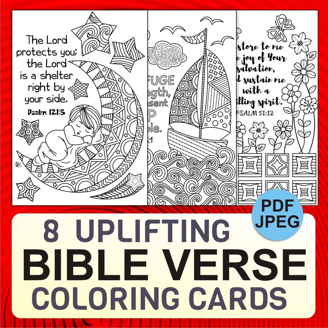 8-pack Bible Coloring Cards for Classroom and Sunday School Activities ...