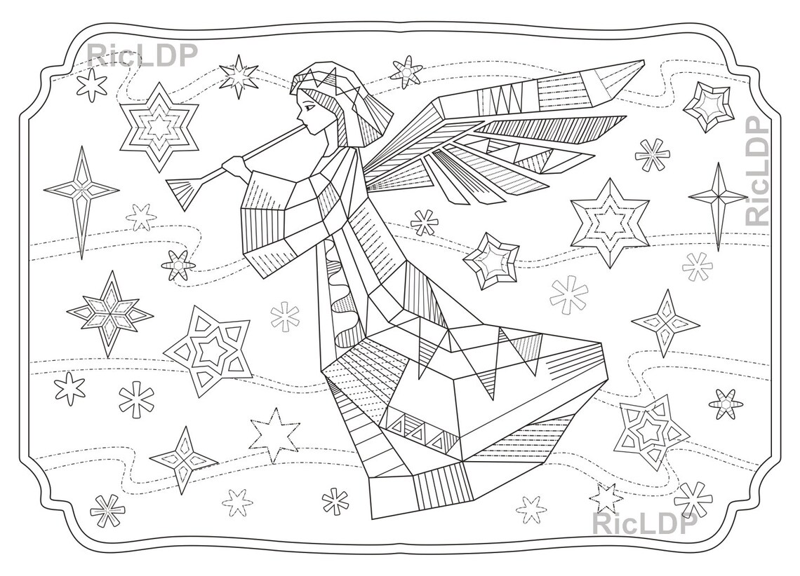 Set of 3 Christmas Zentangle Pages Nativity Drawing Angel - Etsy