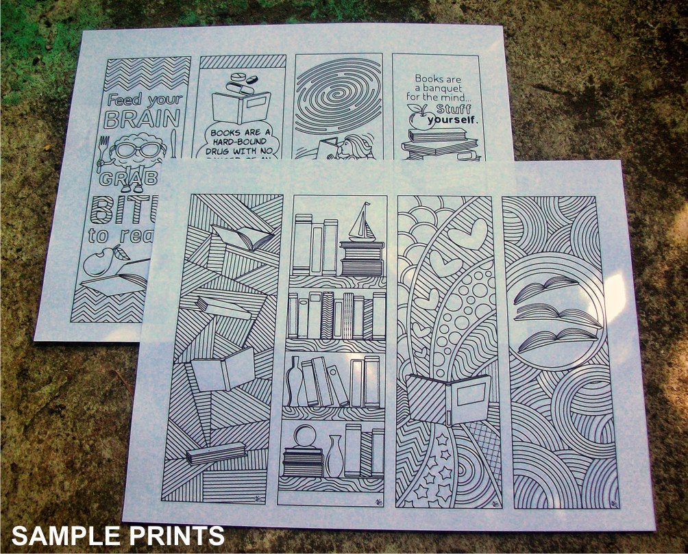 Set of 8 Coloring Bookmarks 4 With Texts and 4 Without Texts - Etsy Canada