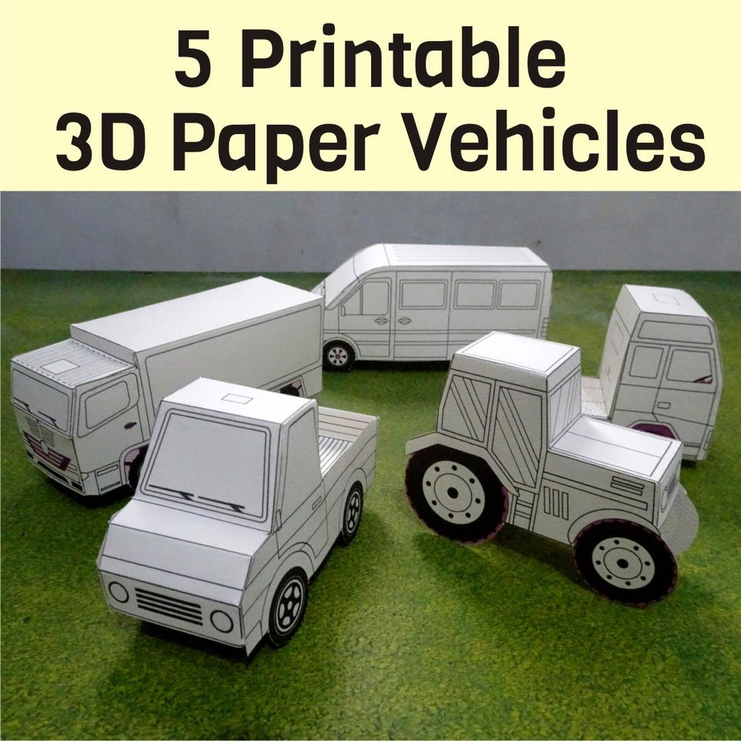 Printable 3D Paper Vehicles Craft Kit – Kids Transportation Activity ...
