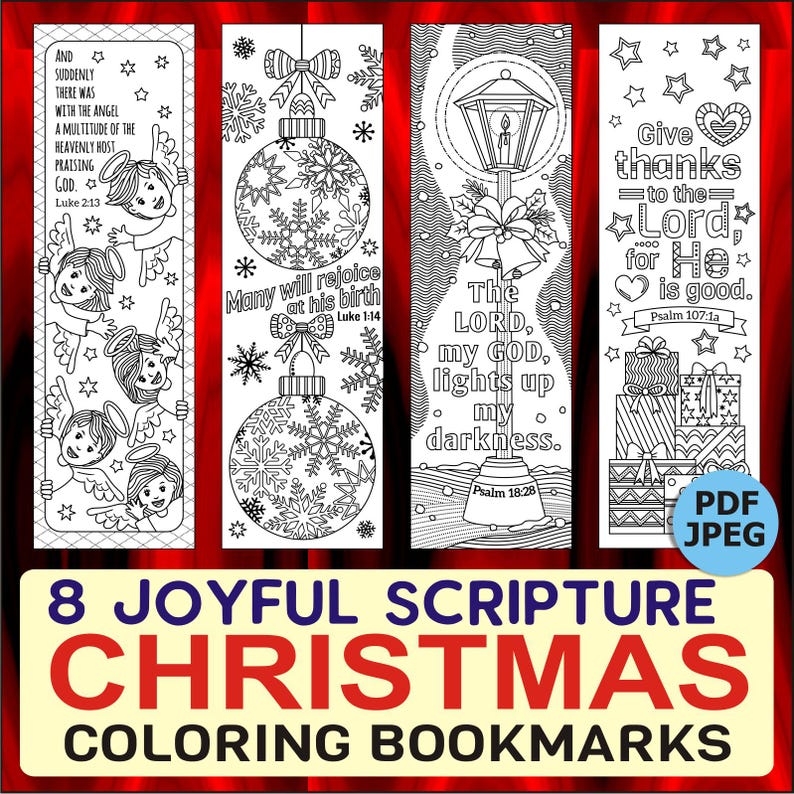 Christmas Bible Verse Coloring Bookmarks for Kids (PDF/JPEG) - Etsy
