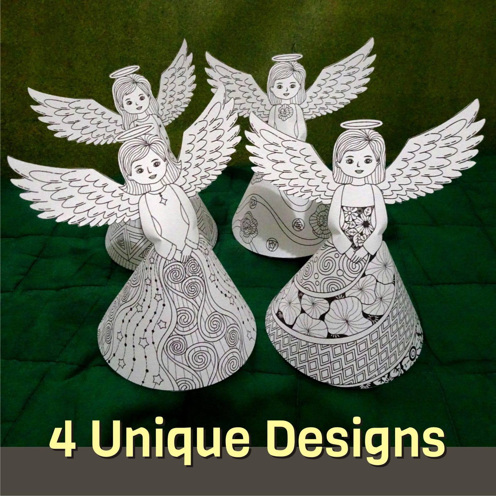 Printable Christmas Angel Coloring Pages: DIY Holiday Craft (PDF/JPEG ...