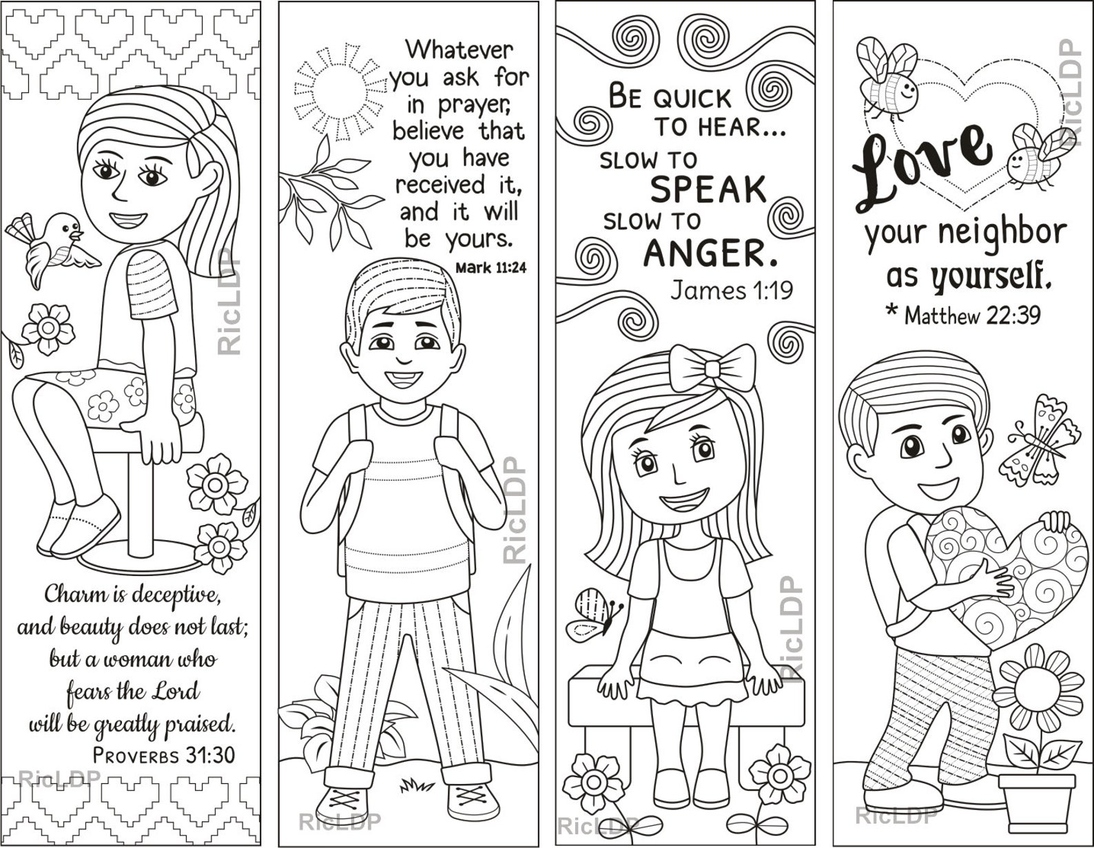 Printable Bookmarks Coloring Bible Quotes Ephesians 5 Psalm 119 ...