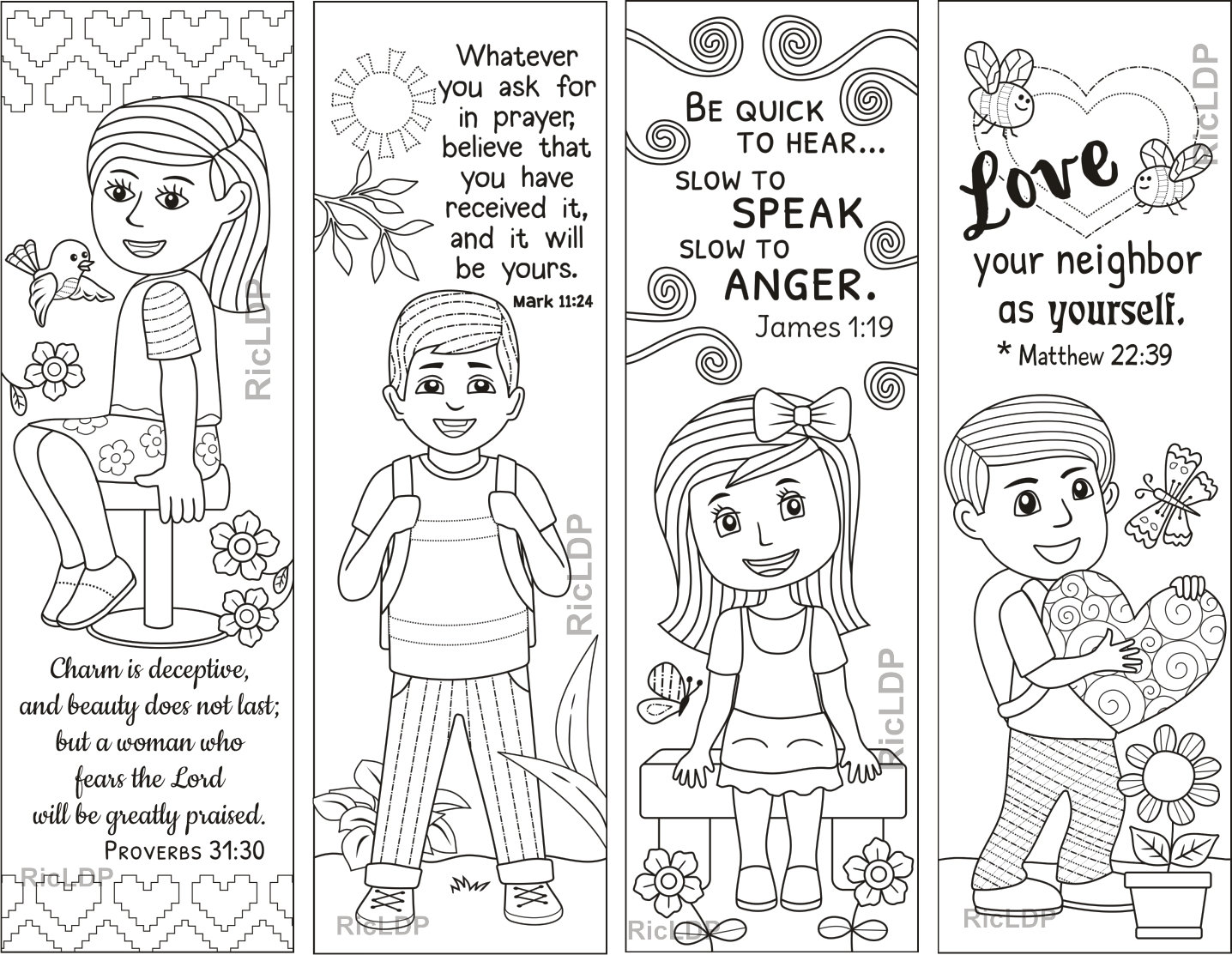 Printable Bookmarks Coloring Bible Quotes Ephesians 5 Psalm 119 ...