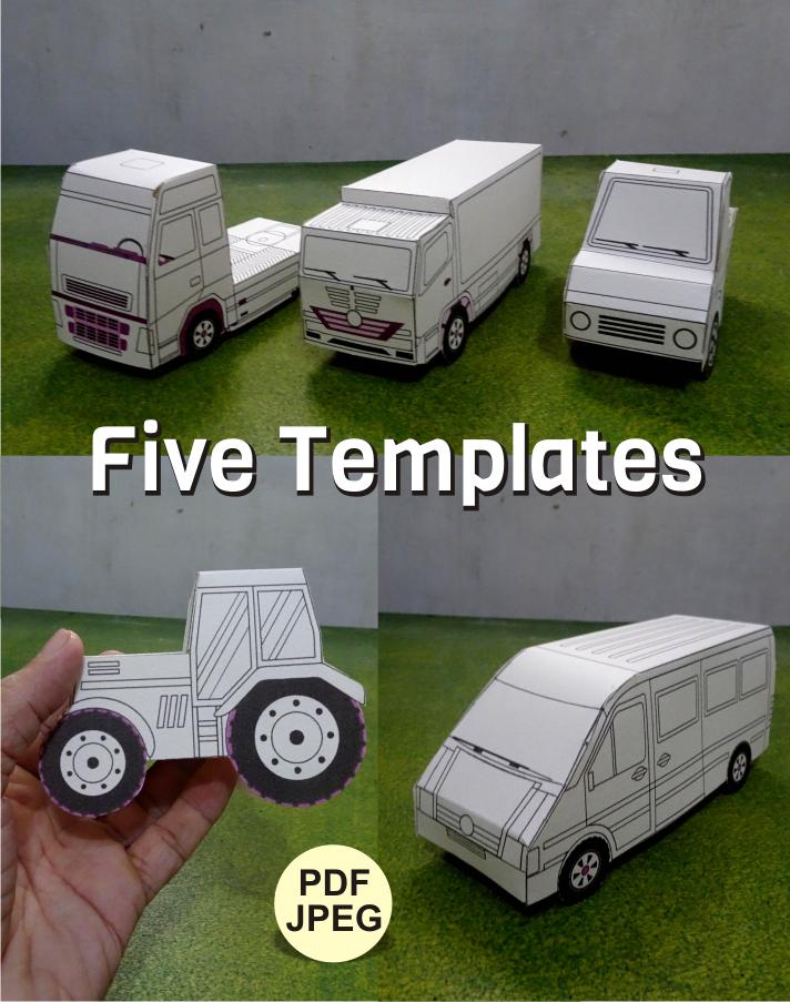Printable 3D Paper Vehicles Craft Kit – Kids Transportation Activity ...