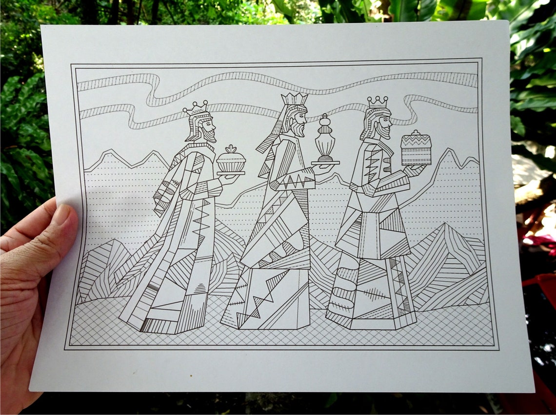 Set of 3 Christmas Zentangle Pages Nativity Drawing Angel - Etsy