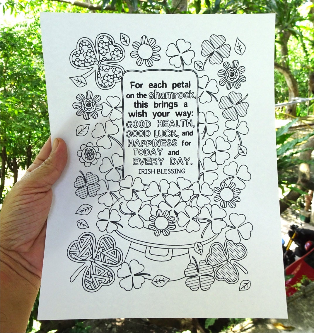 Four St Patrick's Day Coloring Pages – Printable Irish Blessings Art - Etsy