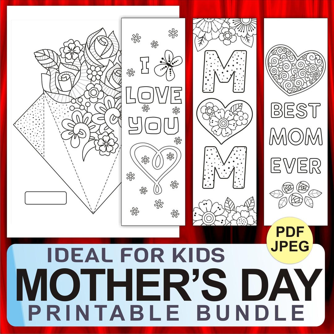 Mother's Day Activity Pack: Coloring Bookmarks, Maze, Word Search (PDF ...