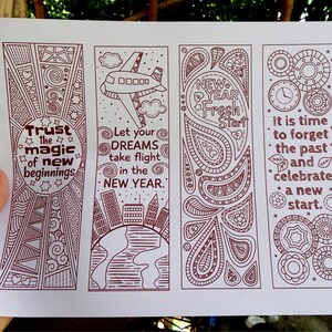 New Year Coloring Bookmarks – Zen Doodle Art, Motivational (PDF) - Etsy