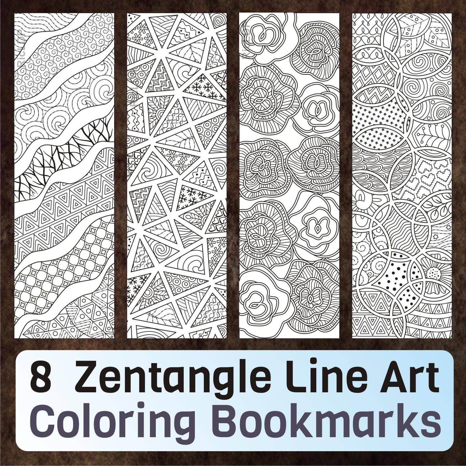 Mindfulness Coloring Bookmarks – 8 Printable Line Art Doodles (PDF ...
