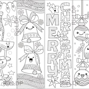 Coloring Bookmarks for Christmas Coloriage, Xmas Doodles Holiday Season ...