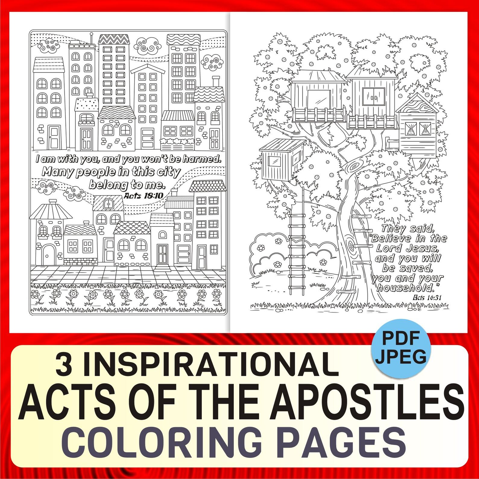 Acts of the Apostles Coloring Pages: Bible Study Zen Doodles (PDF/JPEG ...