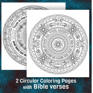 Two Printable Mandala Coloring Pages With Bible Verses, Circular ...