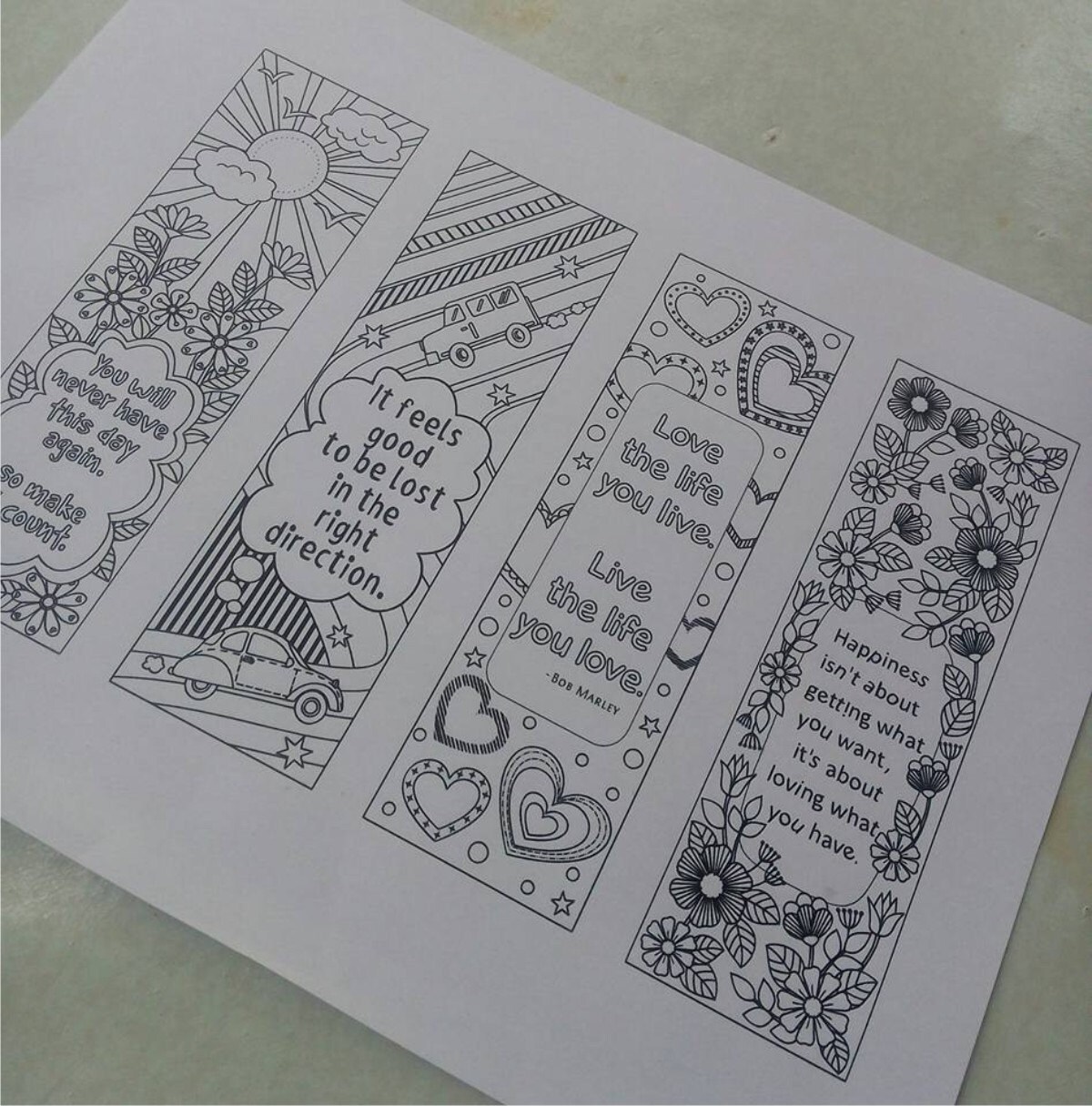 Inspirational Quote Coloring Bookmarks: Zen Doodle Markers (PDF & JPEG ...