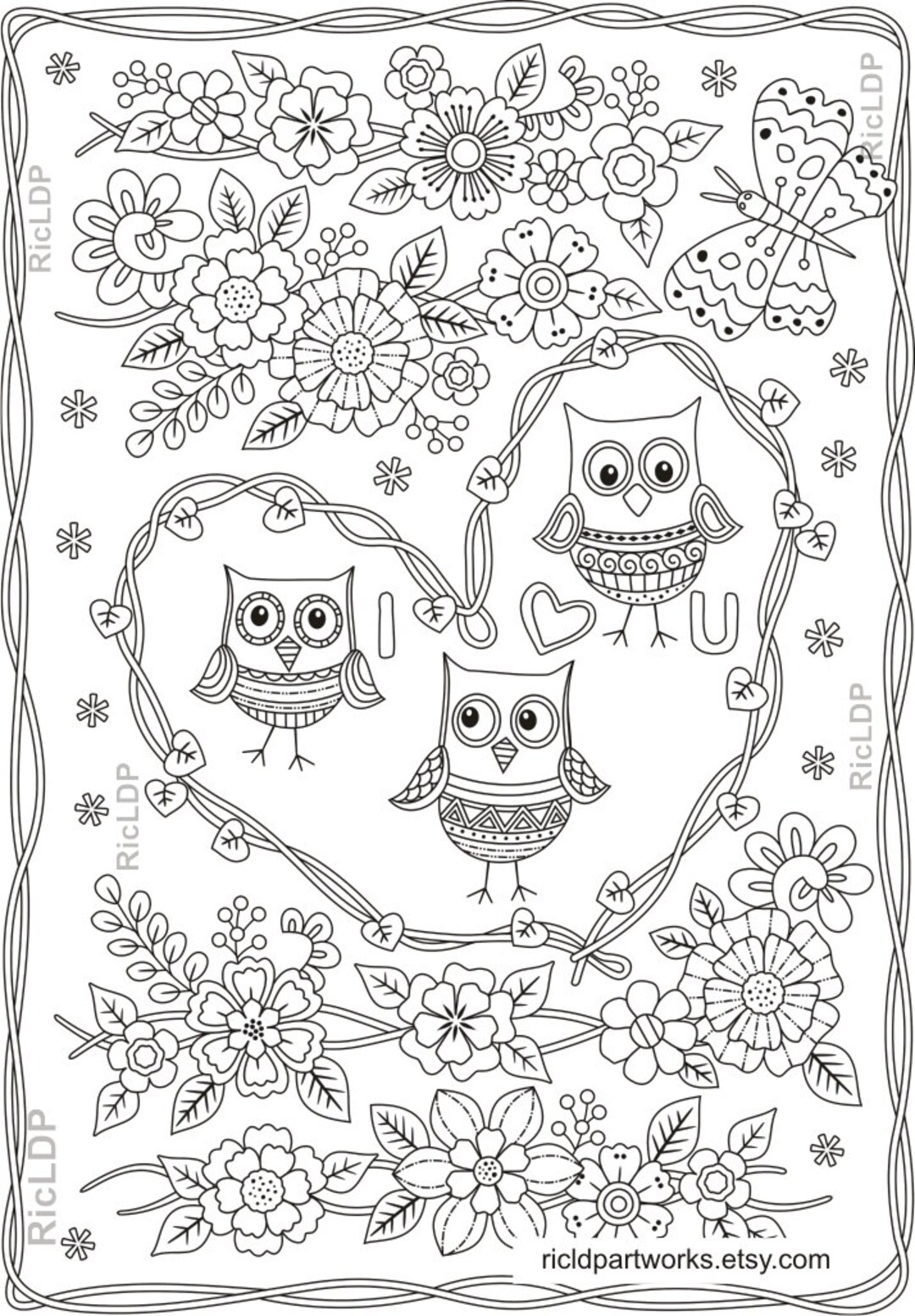 Printable Heart Doodle Coloring Pages for Kids and Adults, Valentines ...