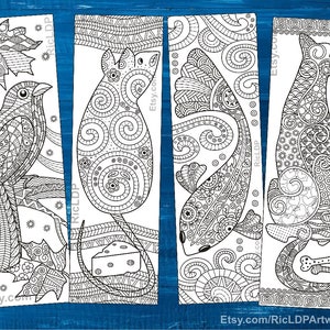 Animal Coloring Bookmarks: Zen Art Doodles (PDF/JPEG) - Etsy