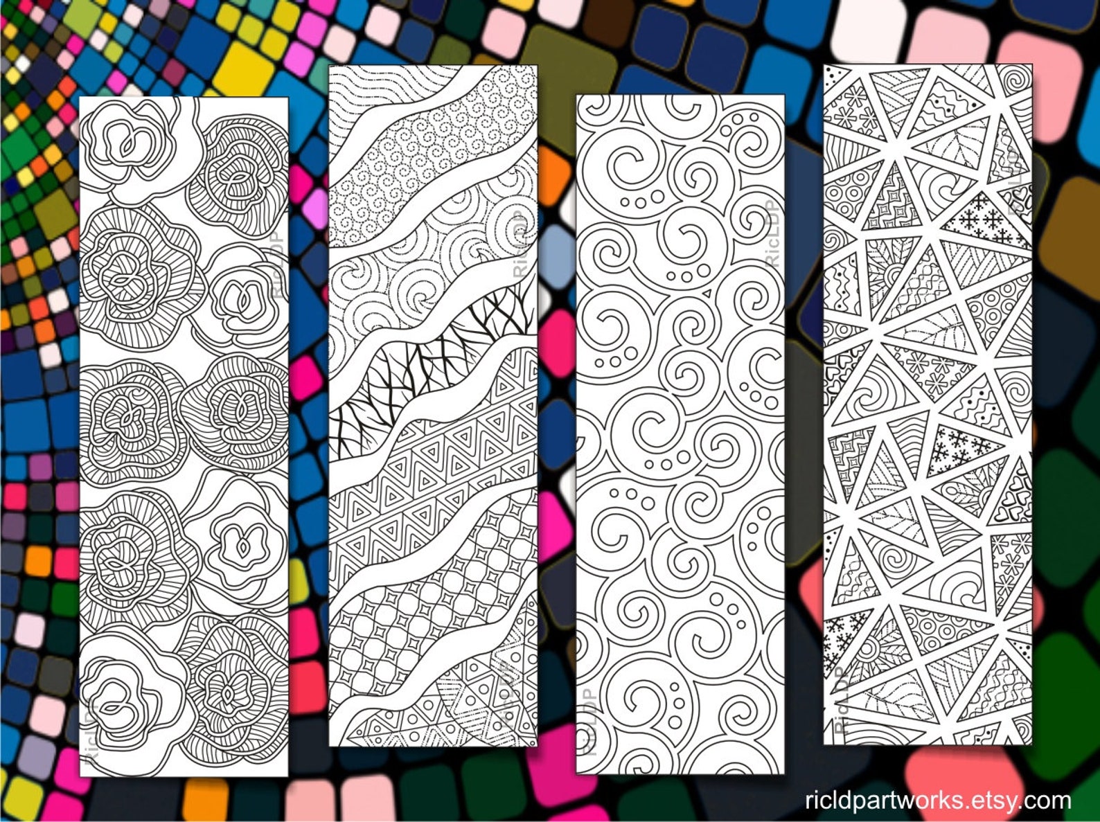 Mindfulness Coloring Bookmarks – 8 Printable Line Art Doodles (PDF ...