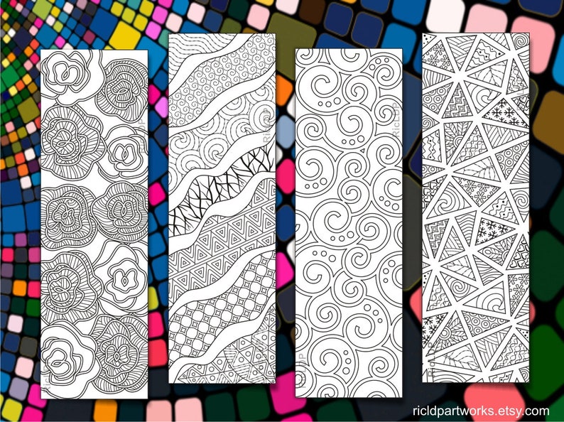 Mindfulness Coloring Bookmarks – 8 Printable Line Art Doodles (PDF ...