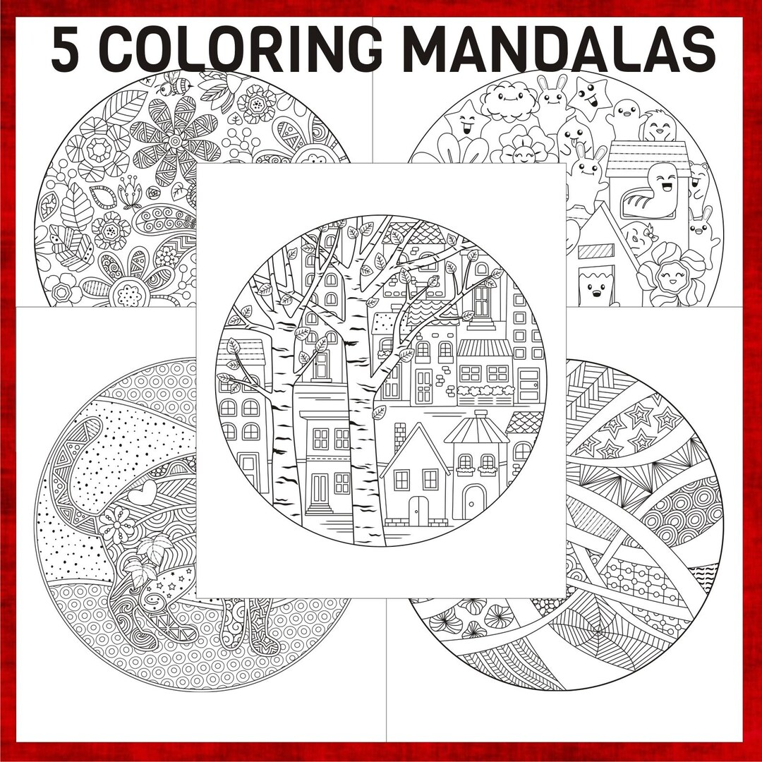 Zen Doodle Coloring Mandalas: Cityscape, Floral, Kawaii (PDF/JPEG) - Etsy