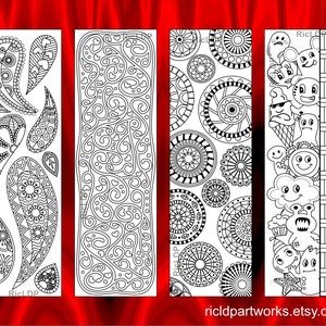 Coloring Bookmarks Zentangle Lineart Zen Doodle Cute Monster Heart ...