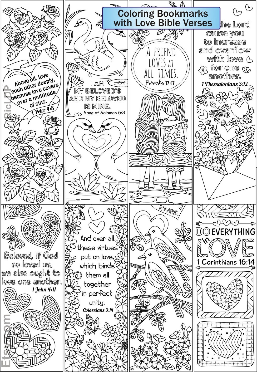 Scripture Bookmarks Bible Coloring Heart Doodles Colossians 3 Solomon 1 ...