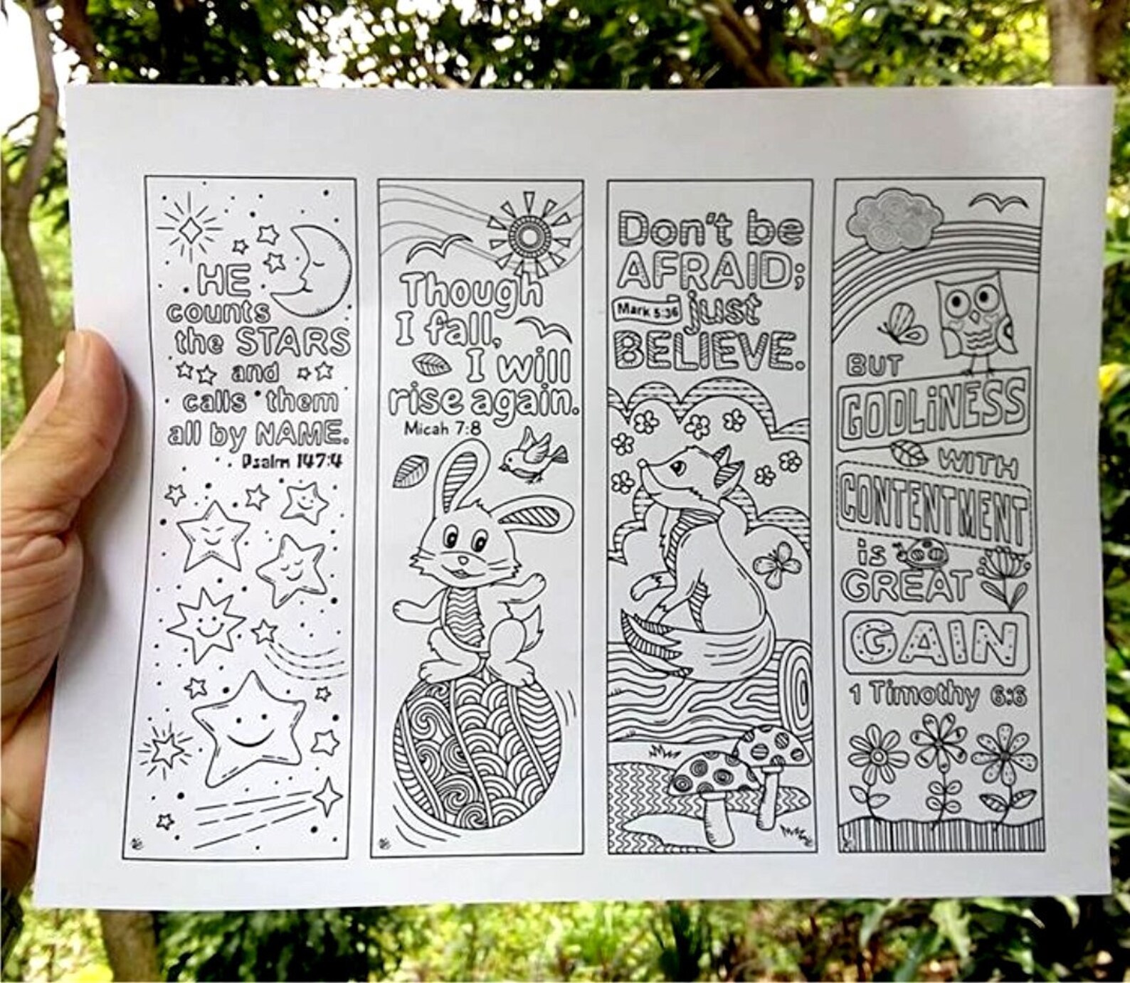 Animal Doodles Coloring Bookmarks: Bible Verses for Kids (PDF & JPEG ...