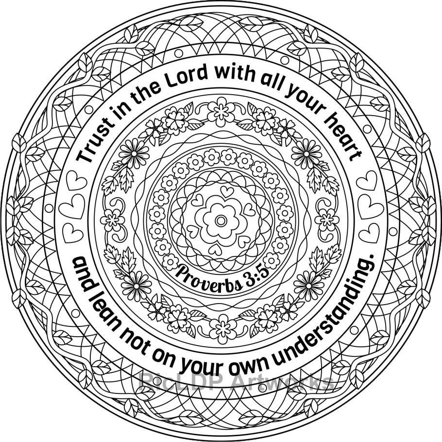 Two Printable Mandala Coloring Pages With Bible Verses, Circular ...