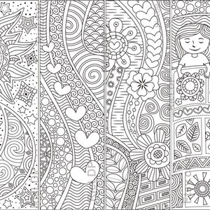 Set of 8 Coloring Zentangle Bookmarks Abstract Designs Zendoodle ...