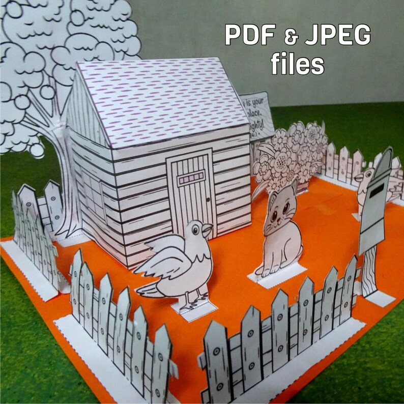 3D Farmhouse Paper Craft: Colorable Farm Animal DIY (PDF Download) - Etsy