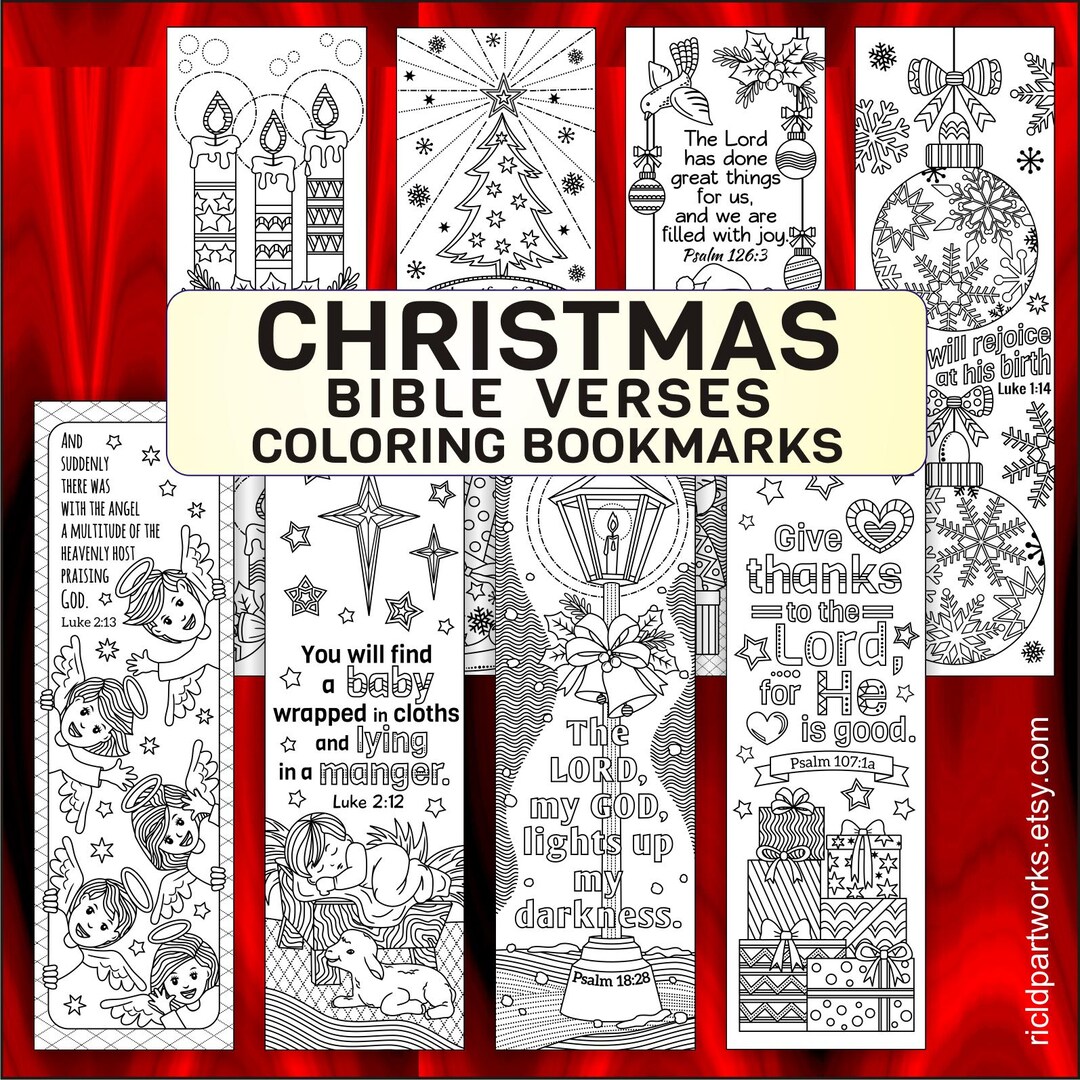 Christmas Bible Verse Coloring Bookmarks for Kids (PDF/JPEG) - Etsy