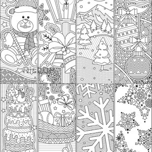 Christmas Coloring Bookmarks, Xmas Colorier Winter Snow Doodles ...