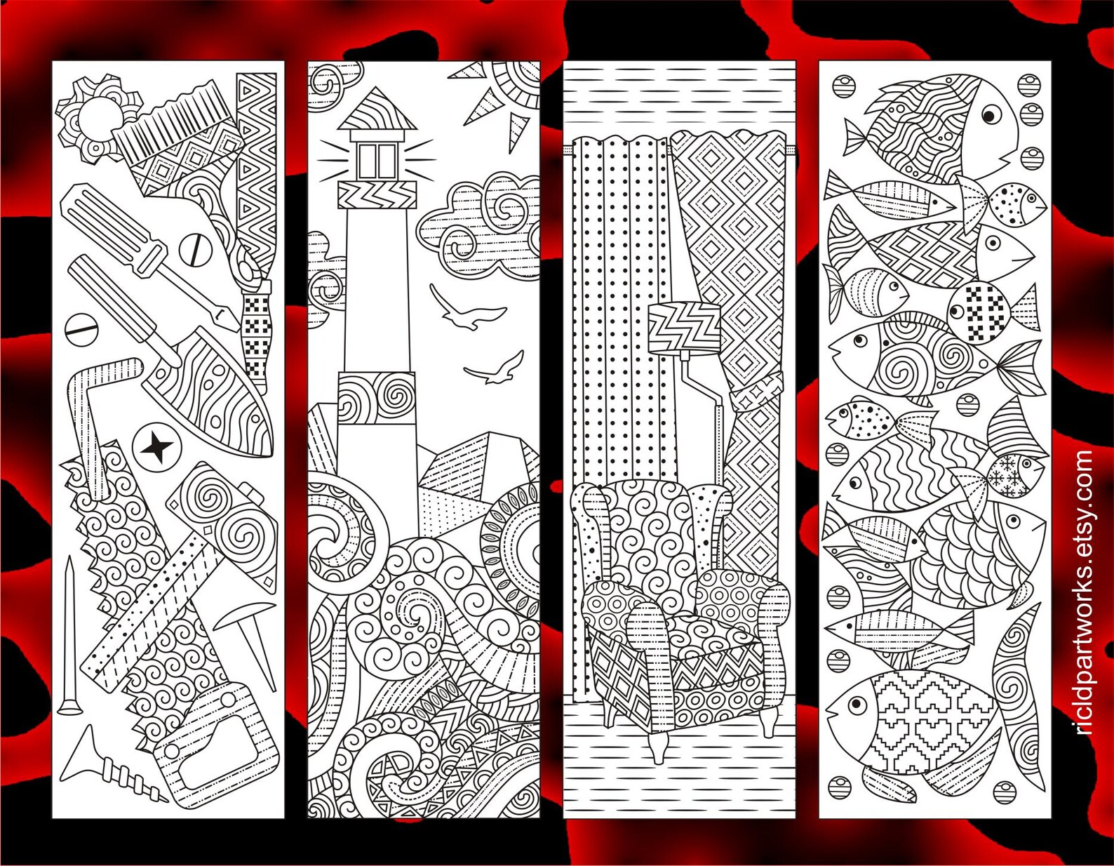 8 Printable Coloring Bookmarks for Kids & Adults – Zen Doodle Pattern ...