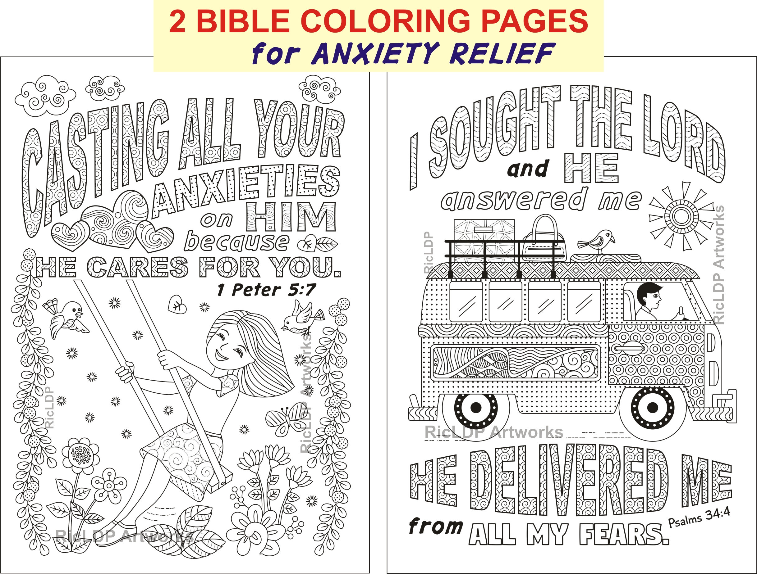 Bible Verse Coloring Pages – Anxiety Relief Scripture Art (PDF & JPEG ...