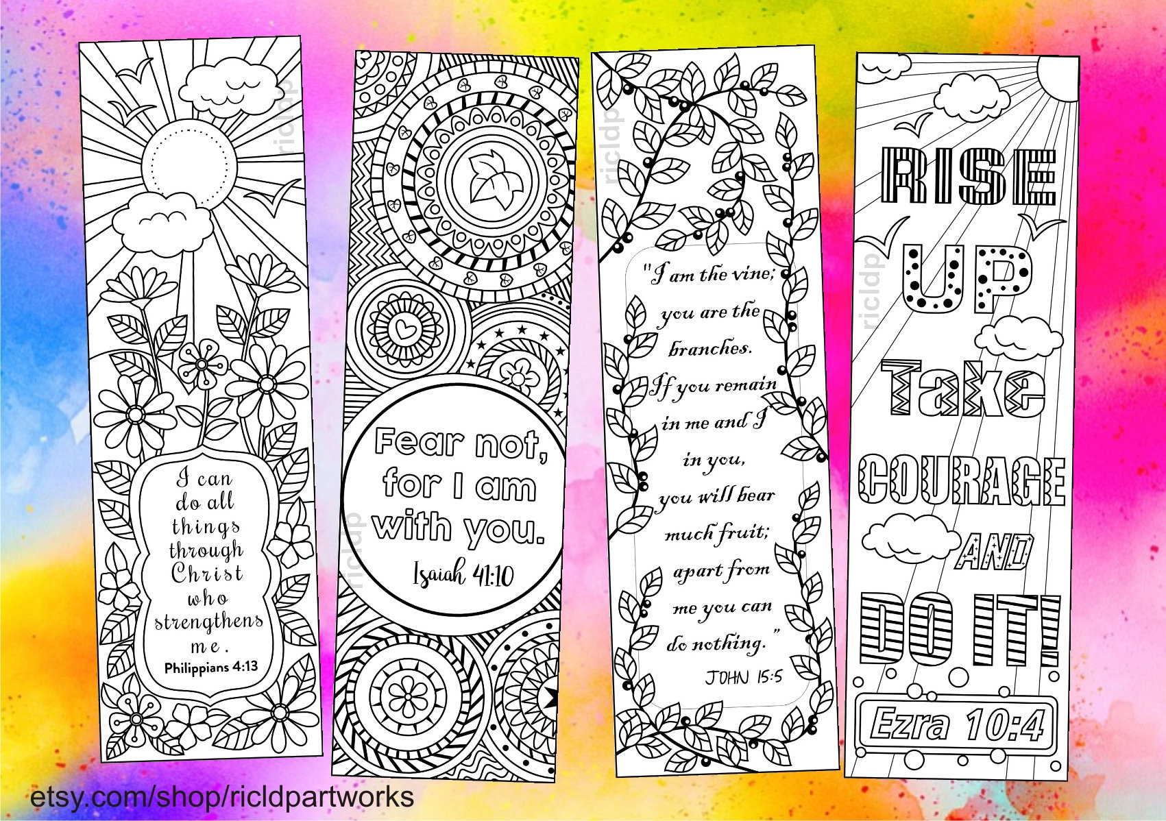 Christian Coloring Bookmarks: Bible Verse Art, Zen Doodles (PDF & JPEG ...