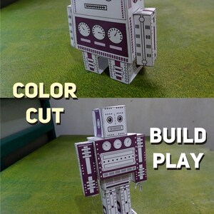 Printable Robot Papercraft Set: DIY 3D Coloring Toy (PDF & JPEG) - Etsy