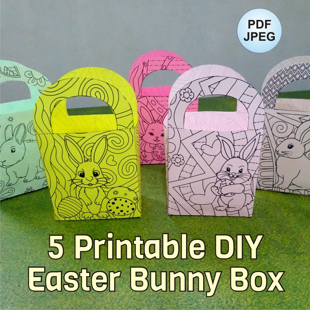 5 Printable Easter Bunny Treat Boxes -DIY Paper Craft With Adorable ...