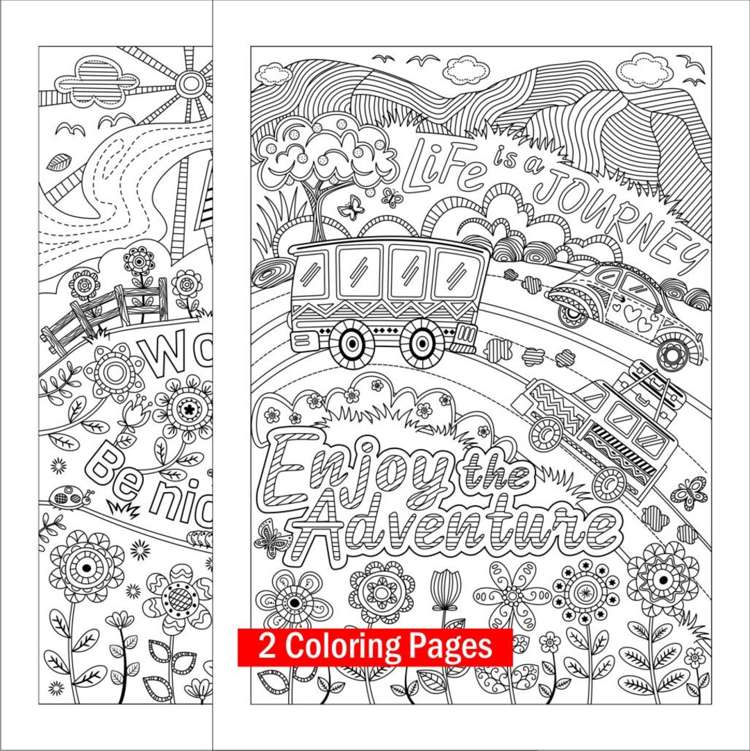 Two Coloring Pages for Kids or Grown-ups. Work Hard & Be Nice - Etsy