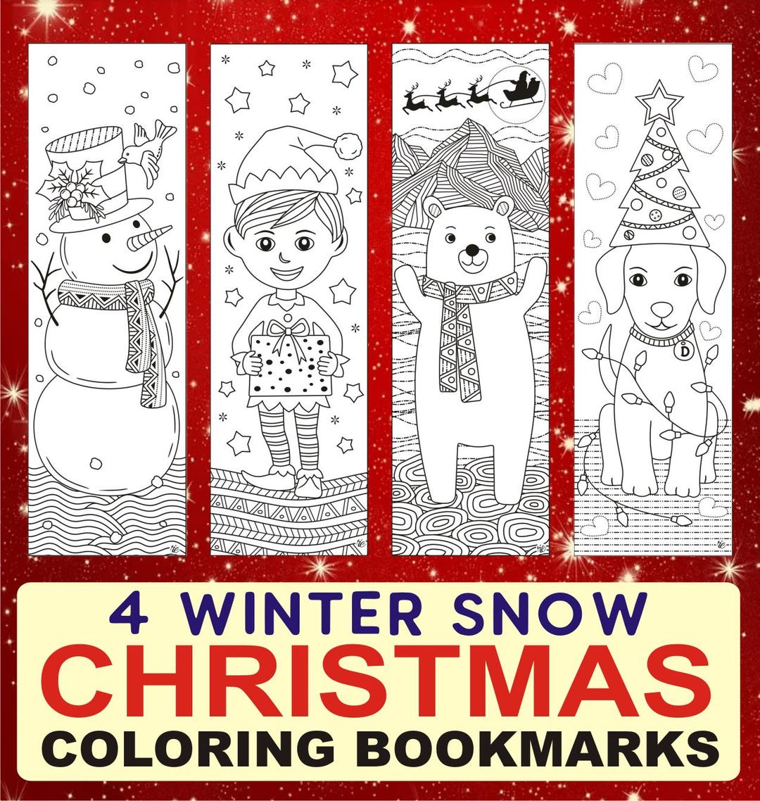Printable Christmas Coloring Bookmarks for Kids, Winter Season ...