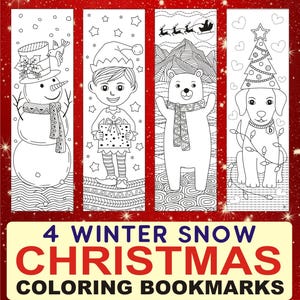 Printable Christmas Coloring Bookmarks for Kids, Winter Season ...