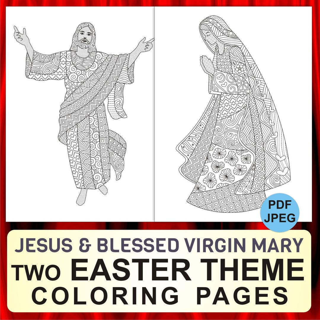 Christian Coloring Pages: Jesus & Mary Zentangle Art (PDF/JPEG) - Etsy