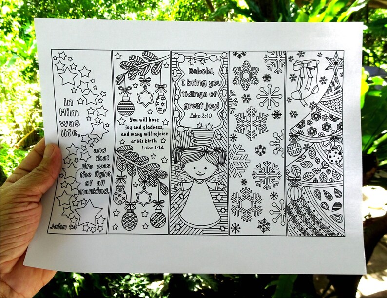 Buy Set of 9 Christmas Coloring Bookmarks 6 With Bible Verses Online in ...