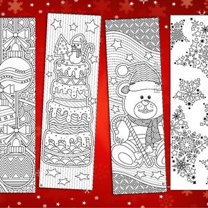 Christmas Coloring Bookmarks, Xmas Colorier Winter Snow Doodles ...
