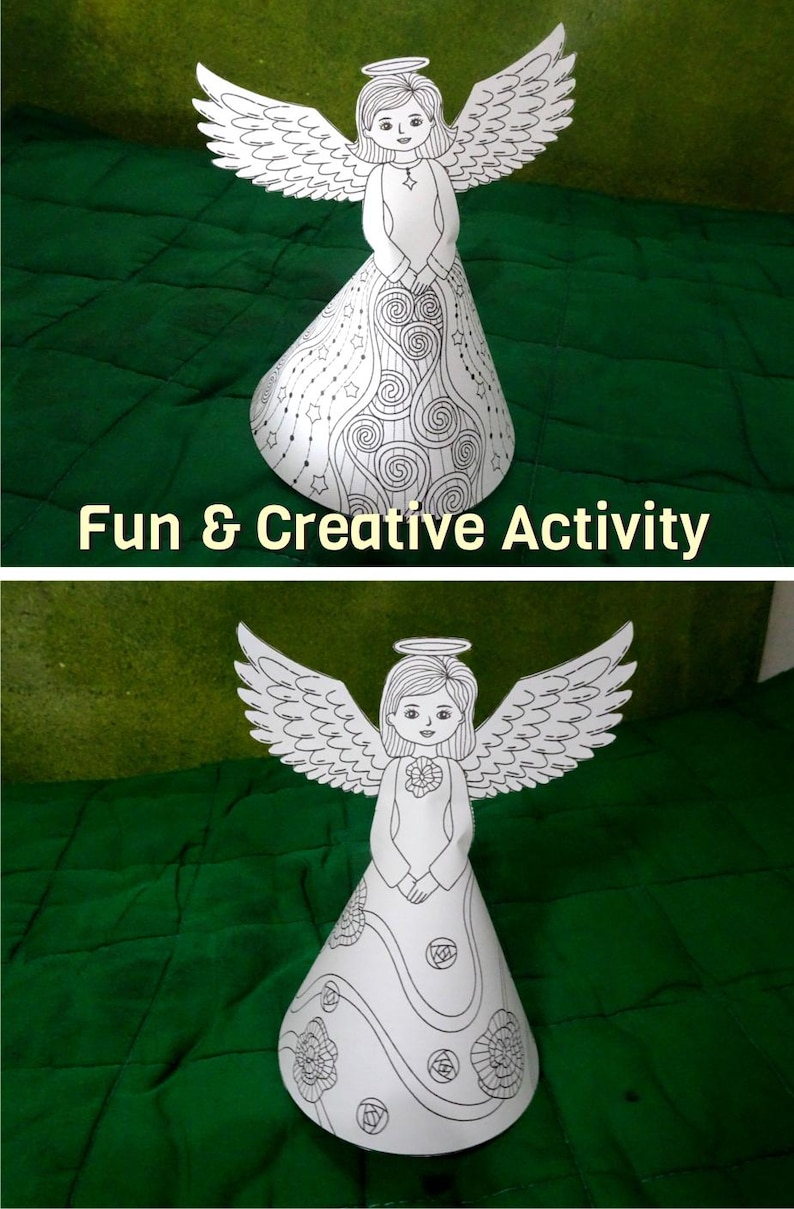 Printable Christmas Angel Coloring Pages: DIY Holiday Craft (PDF/JPEG ...