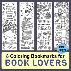 Printable Coloring Bookmarks for Book Lovers – Hand-drawn Reading ...