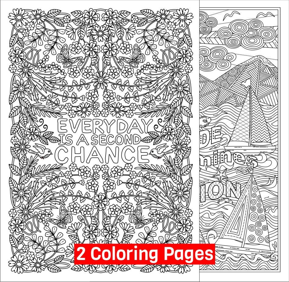 Motivational Zen Doodle Coloring Pages (PDF, JPEG) - Etsy