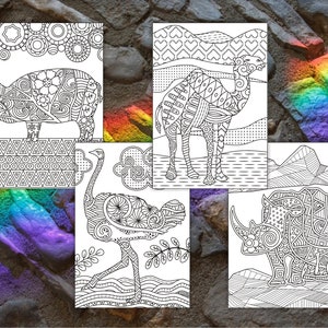Zentangle Animal Coloring Cards: Mindful Art Prints (PDF & JPEG ...
