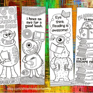 Set of 8 Playful Monster-themed Bookmarks for Kids and Teens ...