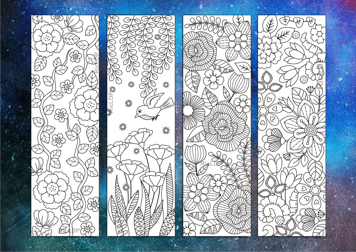 Floral Zen Doodle Bookmarks: Mindful Coloring Art (PDF/JPEG) - Etsy