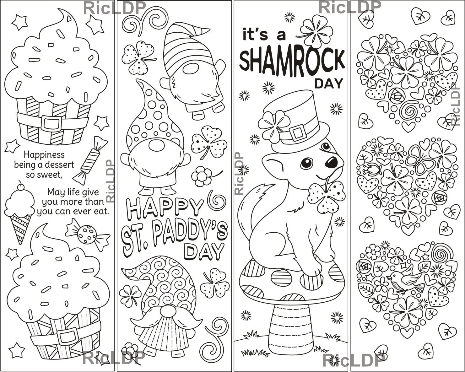 8 St Paddy's Day Coloring Bookmarks – Printable Delightful Doodles ...