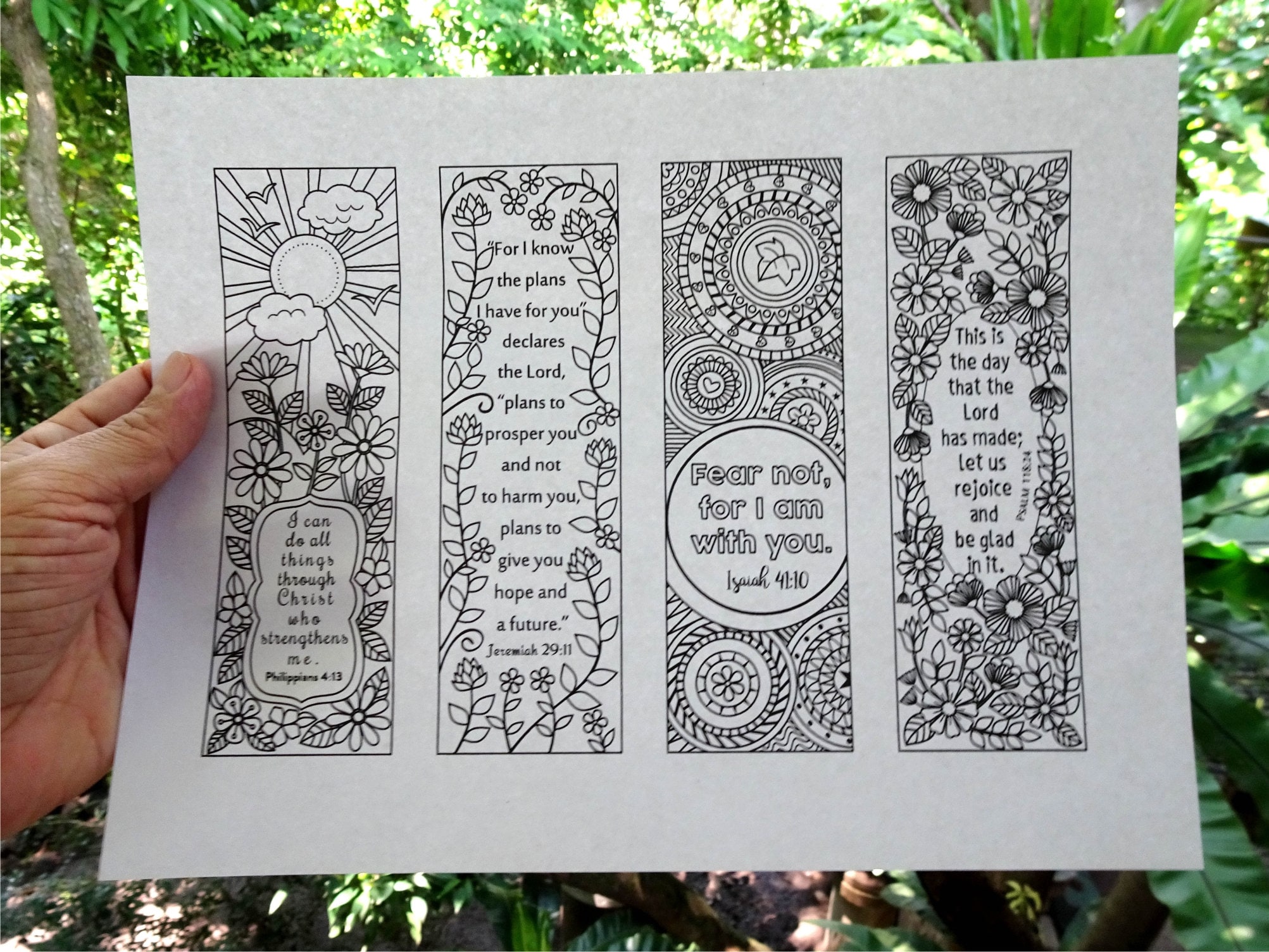 Christian Coloring Bookmarks: Bible Verse Art, Zen Doodles (PDF & JPEG ...